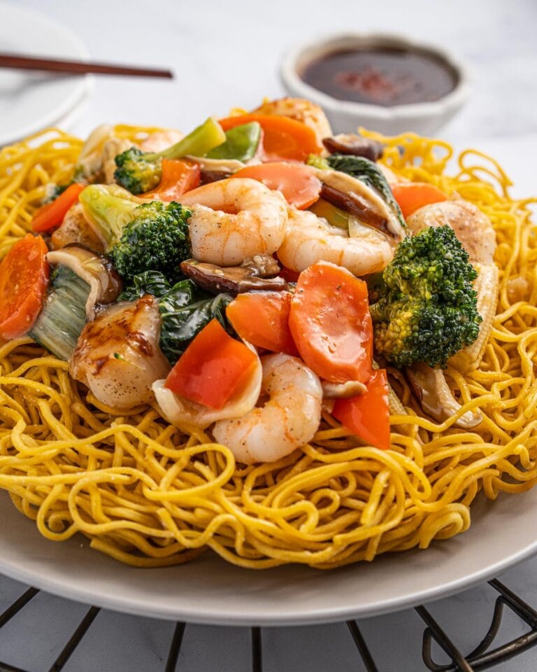 Mì Xào Giòn (Crispy Pan Fried Noodles with Seafood) | Savory Sweet Spoon
