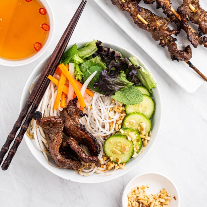 Bún Thịt Nướng - Vietnamese Grilled Pork Noodle Bowl | Savory Sweet Spoon