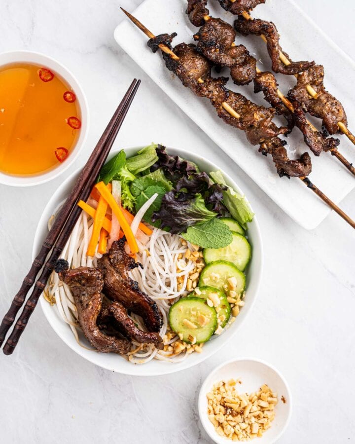 Bún Thịt Nướng - Vietnamese Grilled Pork Noodle Bowl | Savory Sweet Spoon